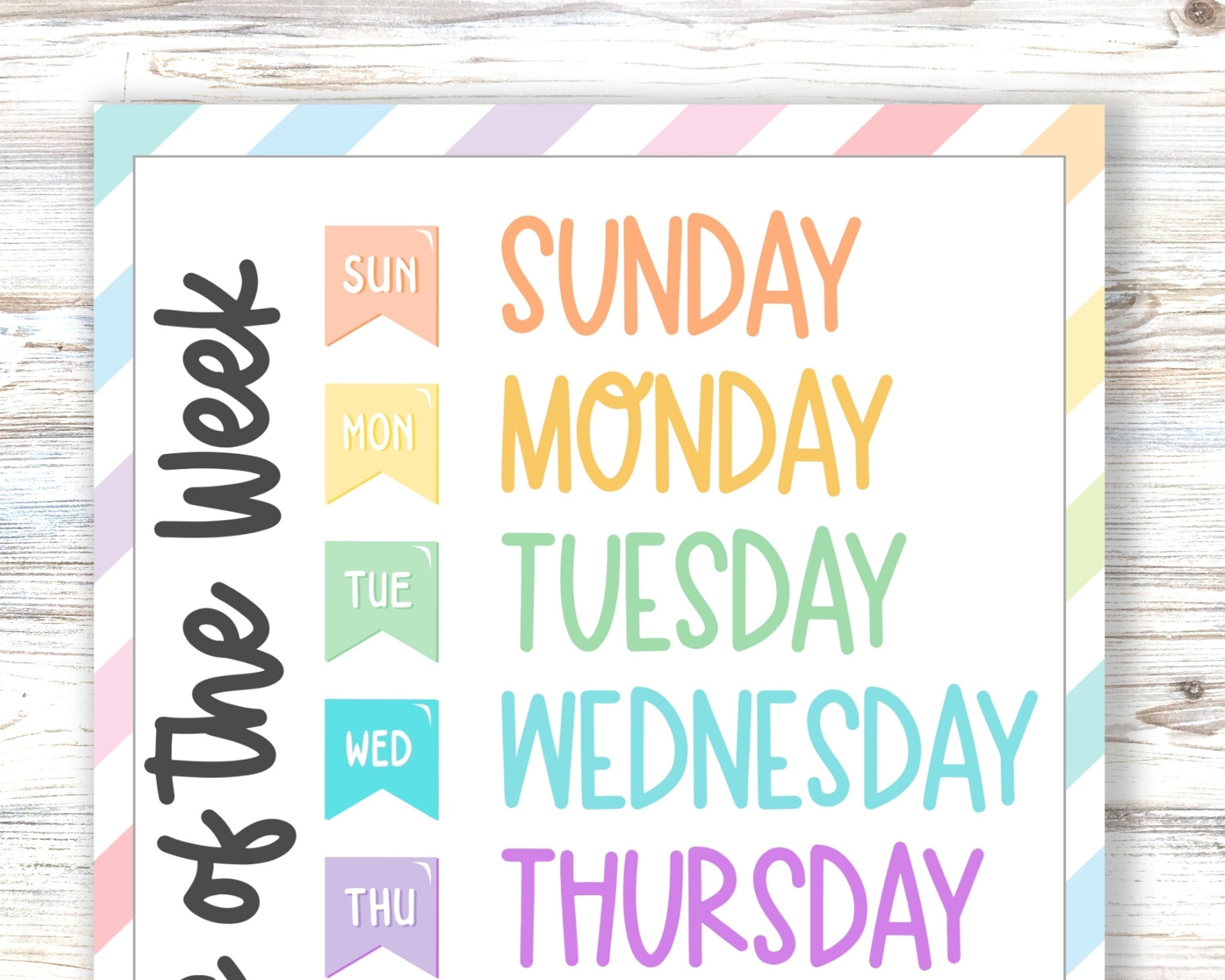 Days of the Week Practice Sheet Bundled With Poster With Days of the ...