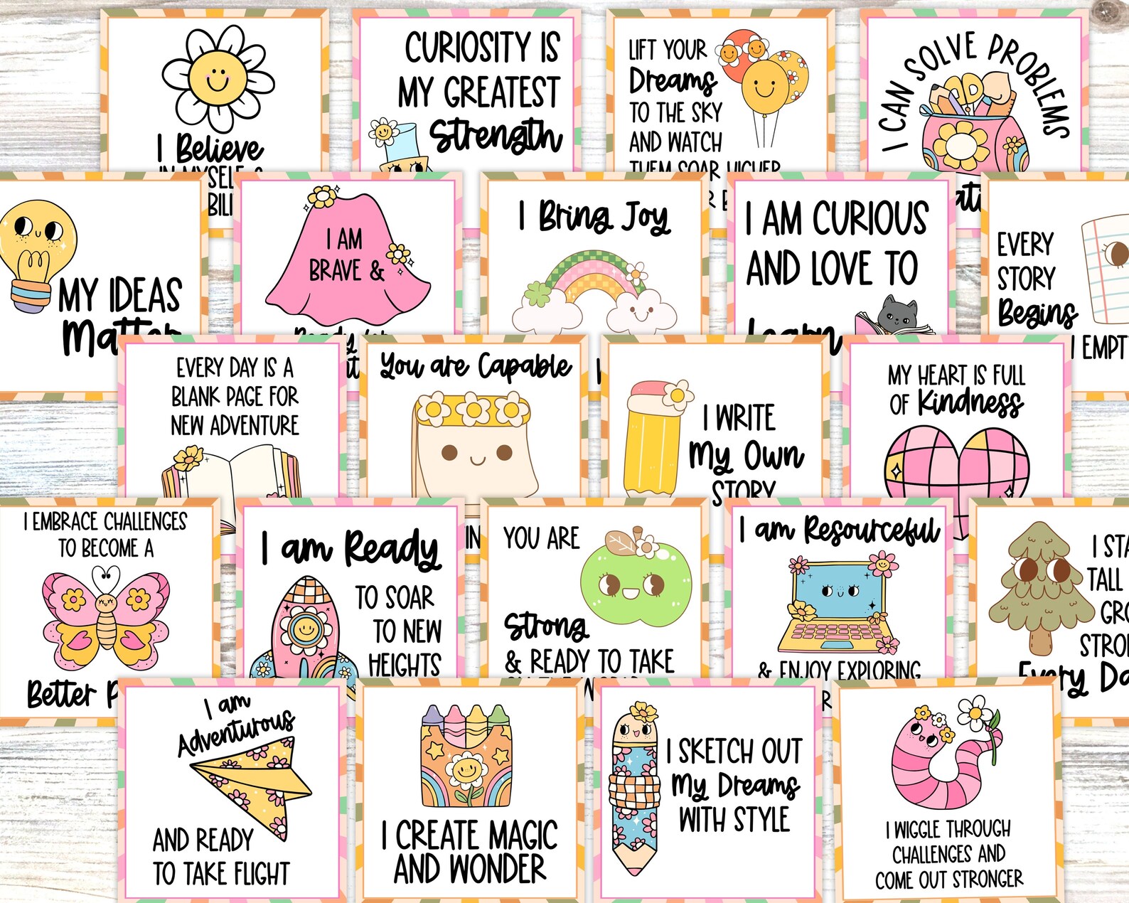Daily Affirmation Cards for Kids, Back to School Quote Cards, Lunch Box ...