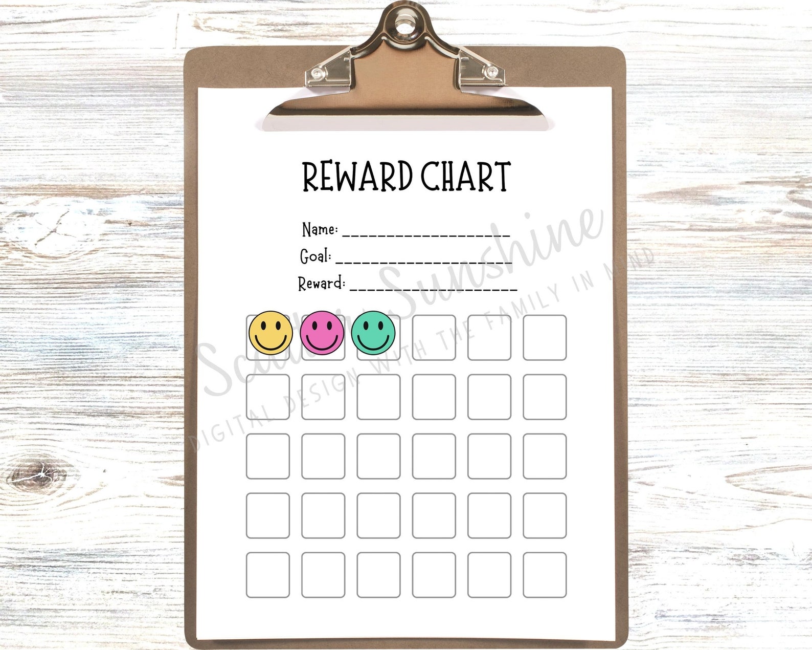 Editable Reward Chart for Kid Sticker Chart Positive Behavior Teen ...