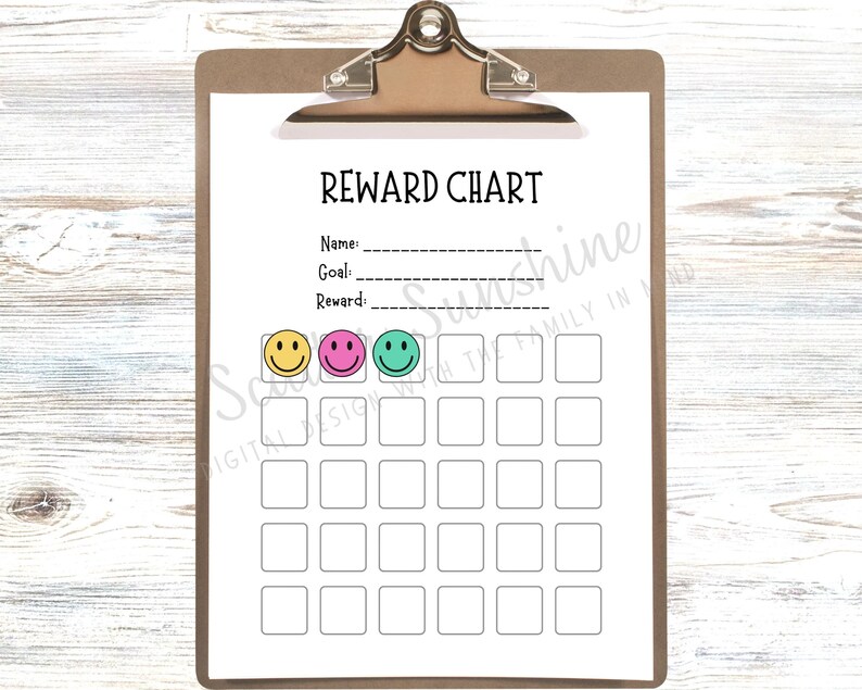 Editable Reward Chart for Kid Sticker Chart Positive Behavior Teen ...