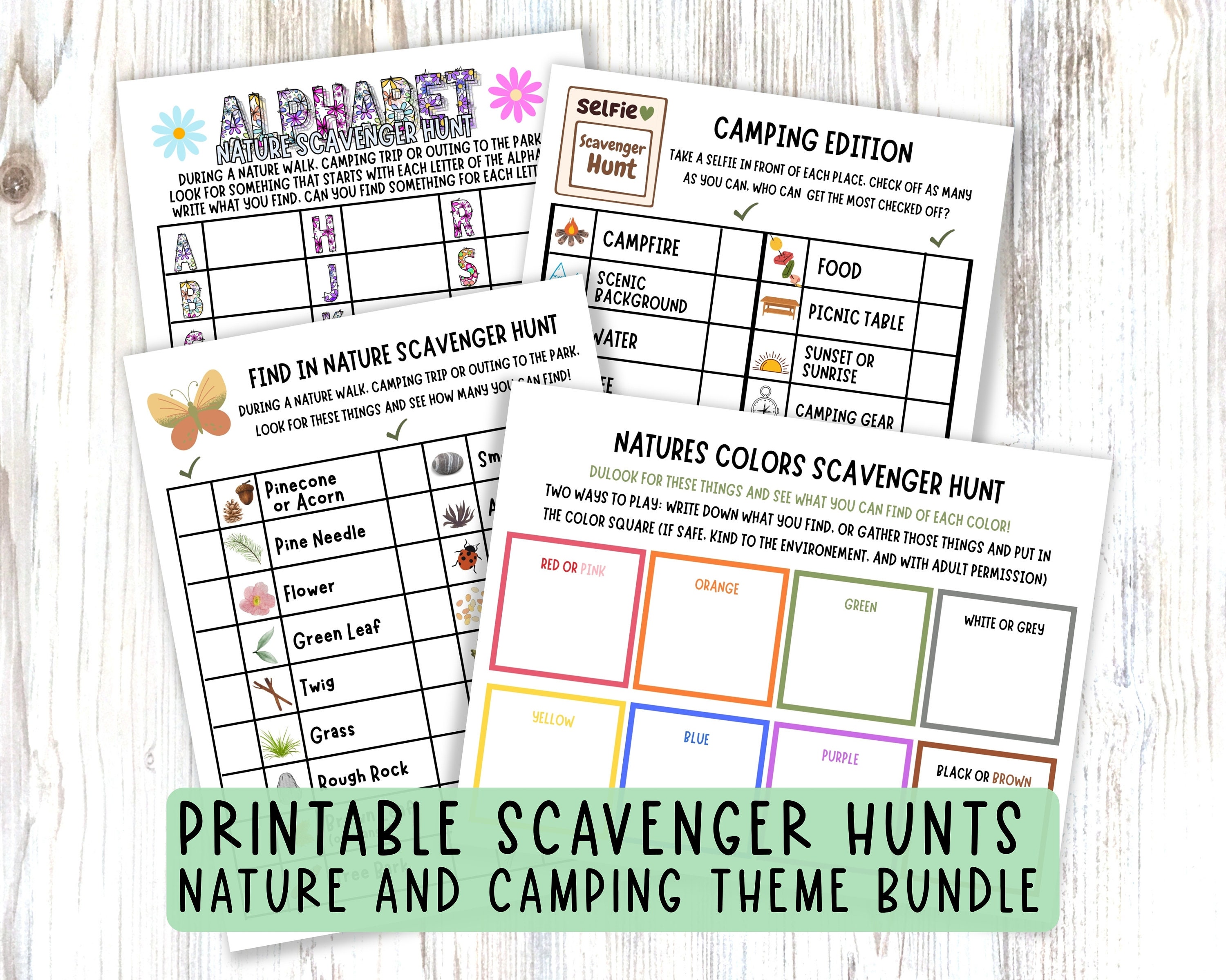 Nature Scavenger Hunt Bundle Outdoor Game for Kids Printable Camping ...