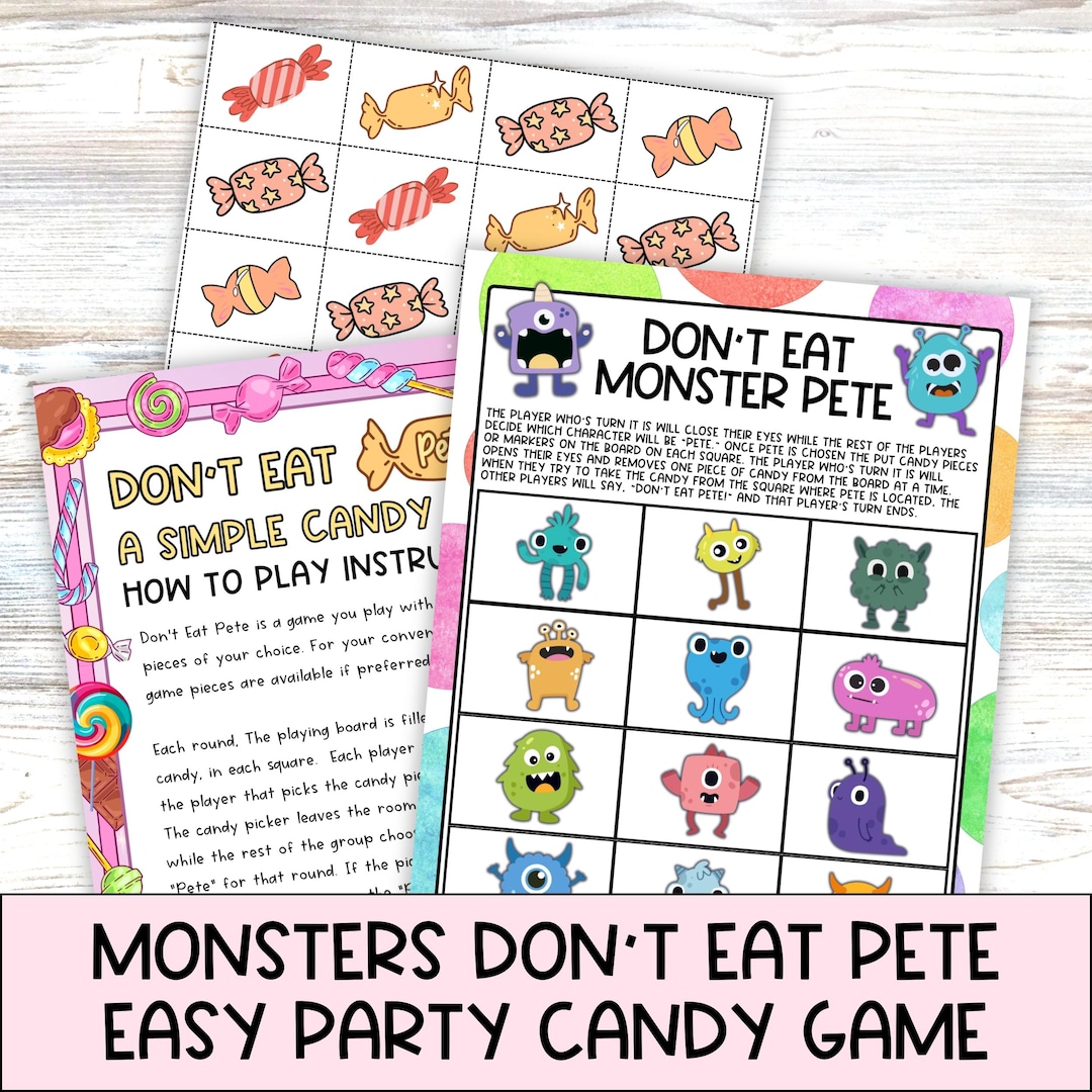 Don't Eat Pete the Monster, Easy Candy Party Board Game for Kids ...