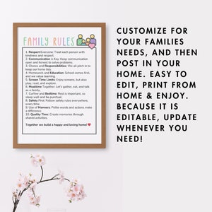 Family House Rules Sign Editable Template, Printable Posters Families ...