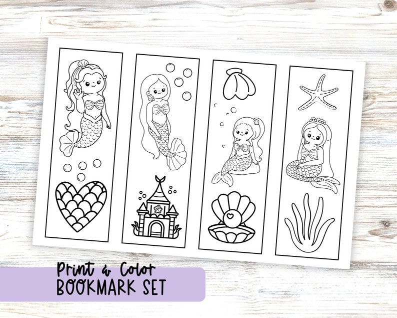 Ocean Bookmark Set Printable, Under the Sea Creatures Coloring Page ...