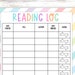 School Reading Log, Reading Reward Chart, 20 Minute Daily Homework ...