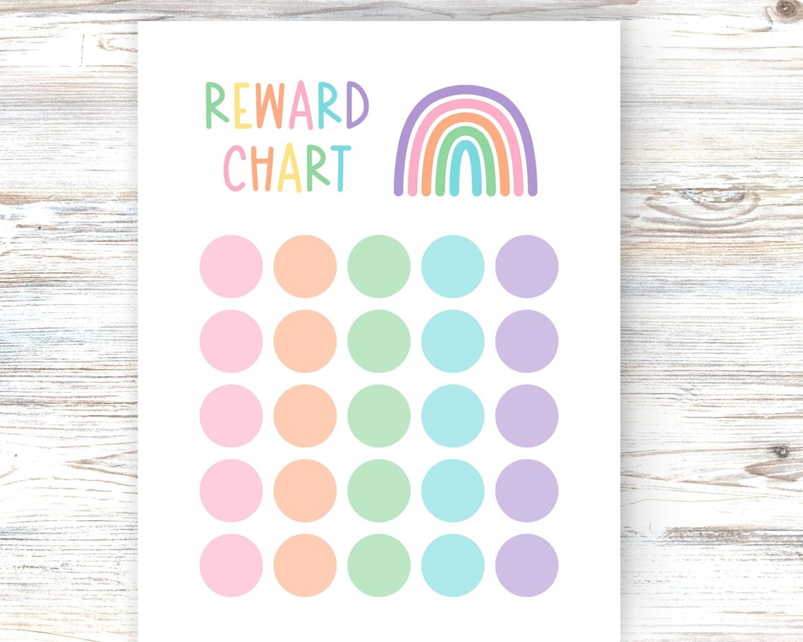 Printable Rainbow Reward Chart for Kid Sticker Chart Positive Behavior ...