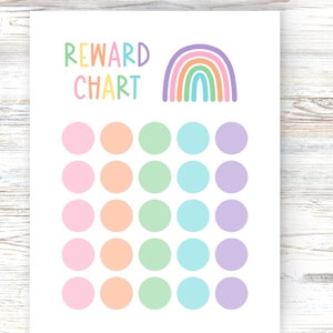 Printable Rainbow Reward Chart for Kid Sticker Chart Positive Behavior ...