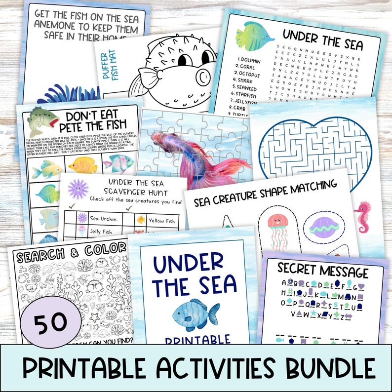 Under the Sea Activities, Printable Party Games, Learning Worksheets ...