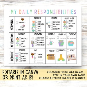 Editable Daily Routine Kids Visual Schedule Morning Schedule Afternoon ...