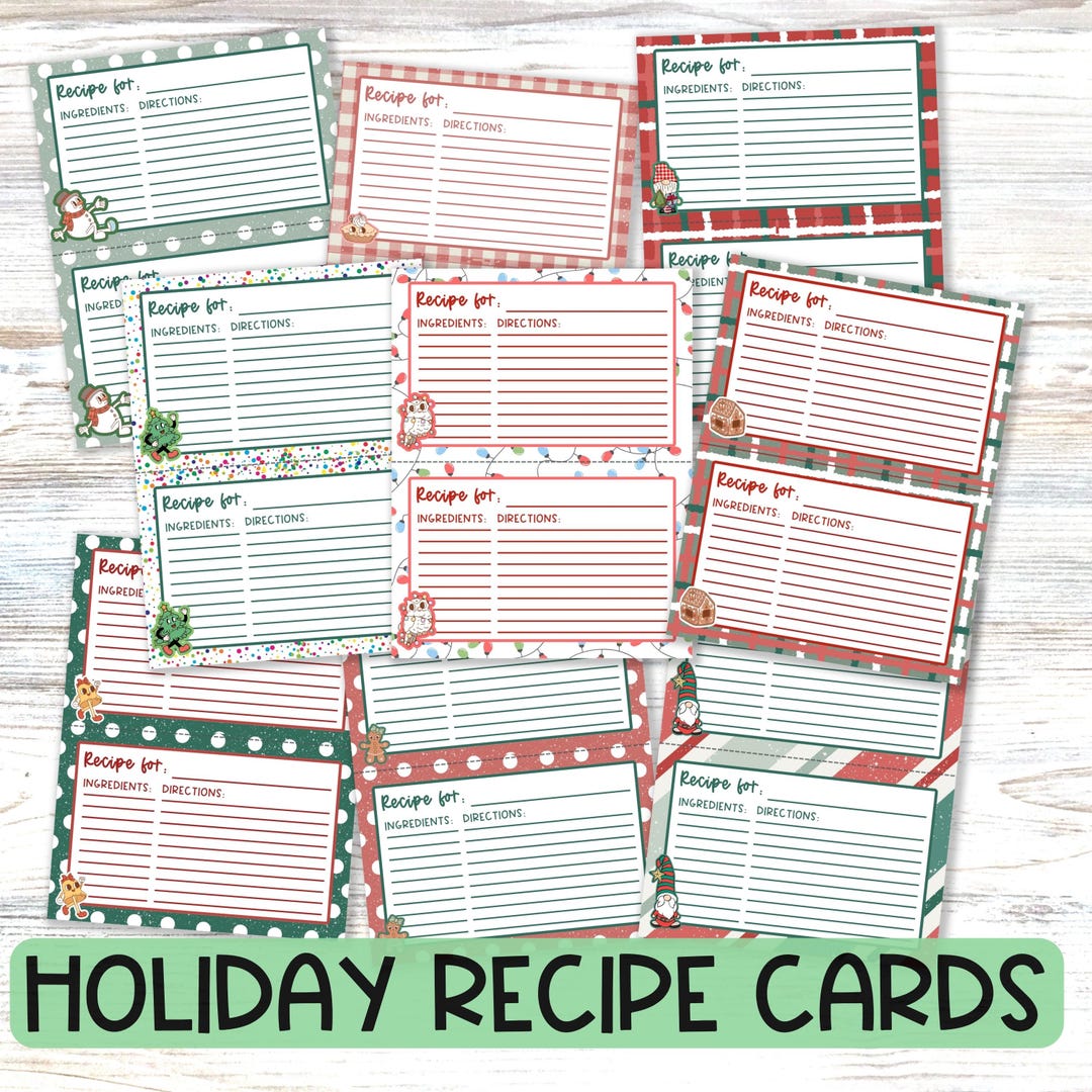 Christmas Printable Bundle, Holiday Stationary Set, Christmas Recipe ...