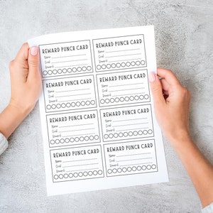 Reward Punch Card for Kid Printable Sticker Card for Good Behavior in ...