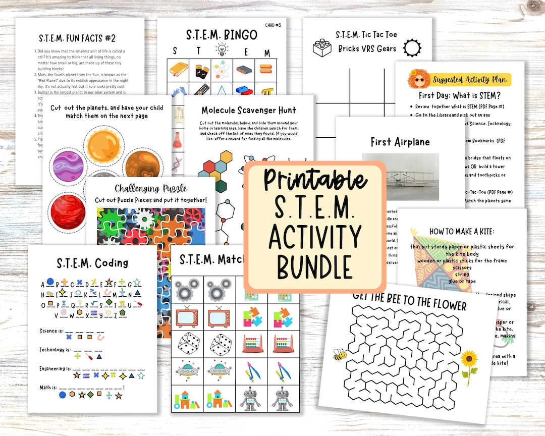 STEM Activity Bundle Printable Pack for Kid Multiple Ages, Include ...