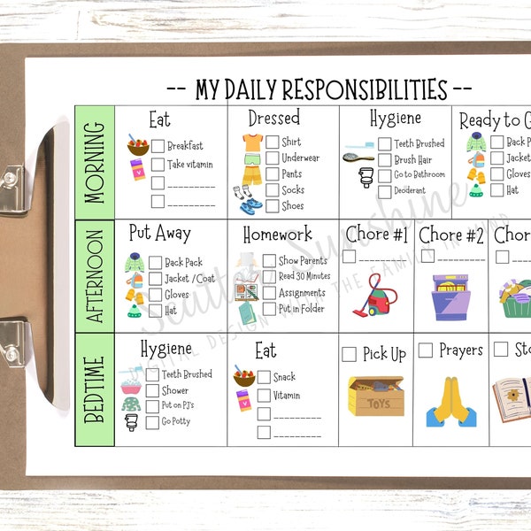 Morning Routine Chart for Teen - Etsy