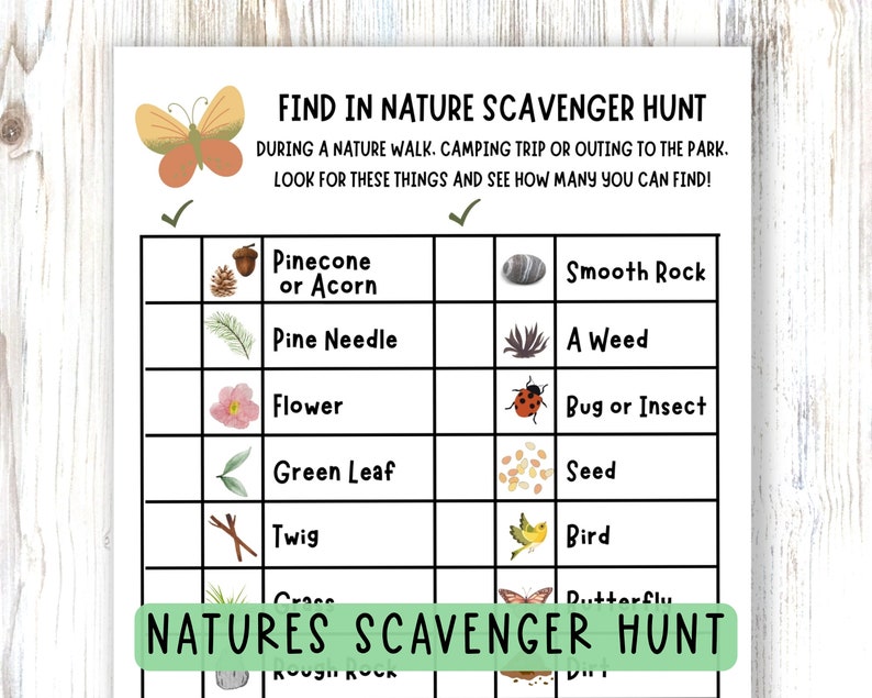 Nature Scavenger Hunt Bundle Outdoor Game for Kids Printable Camping ...