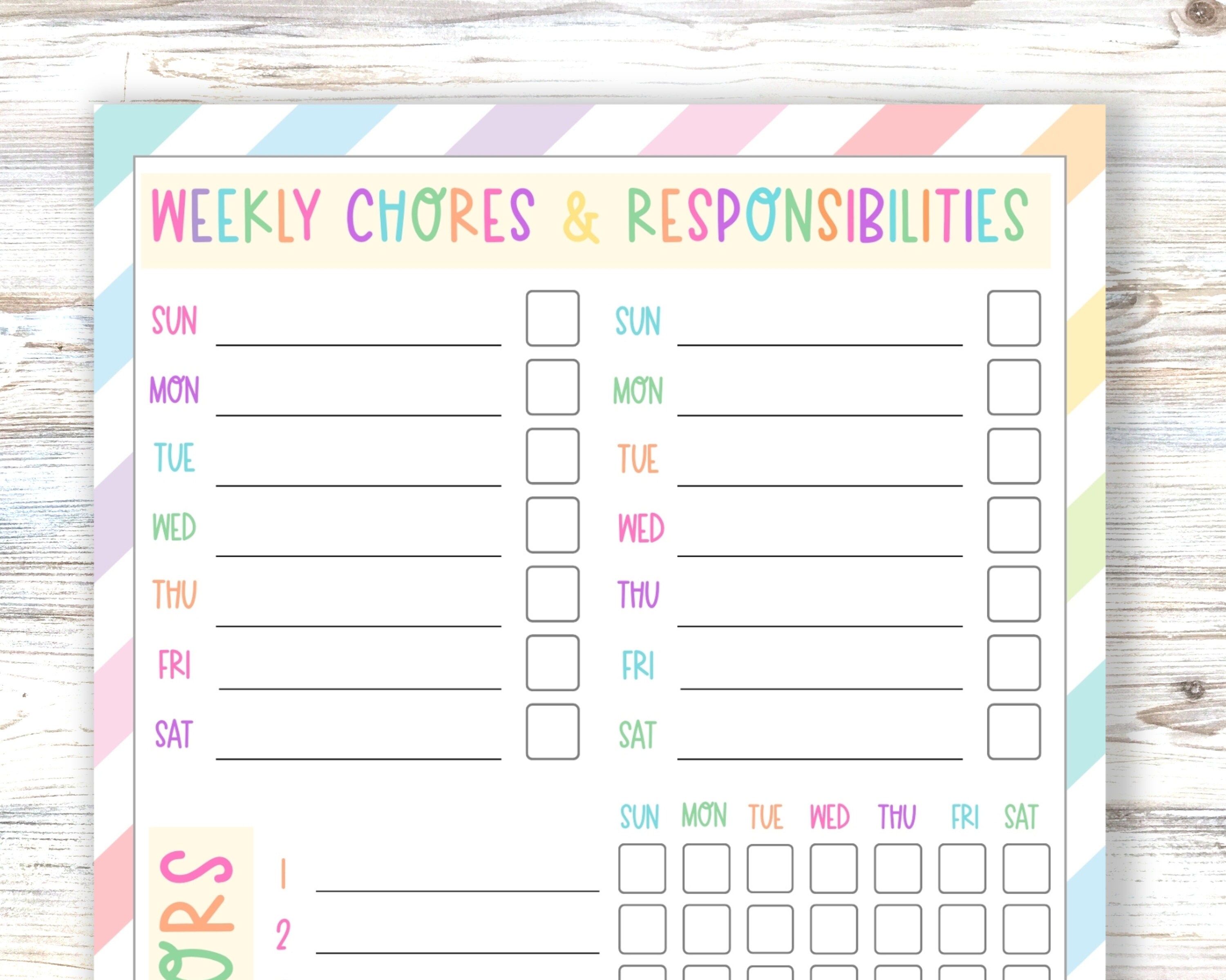 Chore Chart Bundle: Weekly Responsibilities List, Daily Chore Chart for ...