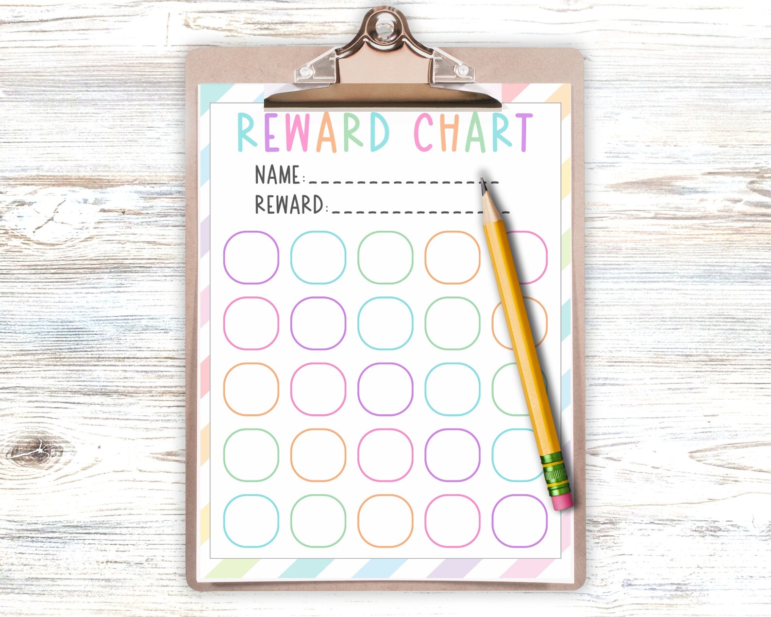Printable Rainbow Reward Chart for Kid Sticker Chart Positive Behavior ...