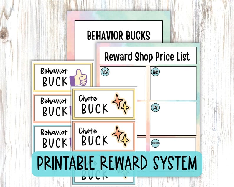 Reward Bucks for Kids Printable Reward System - Mom Bucks, Dad Bucks ...