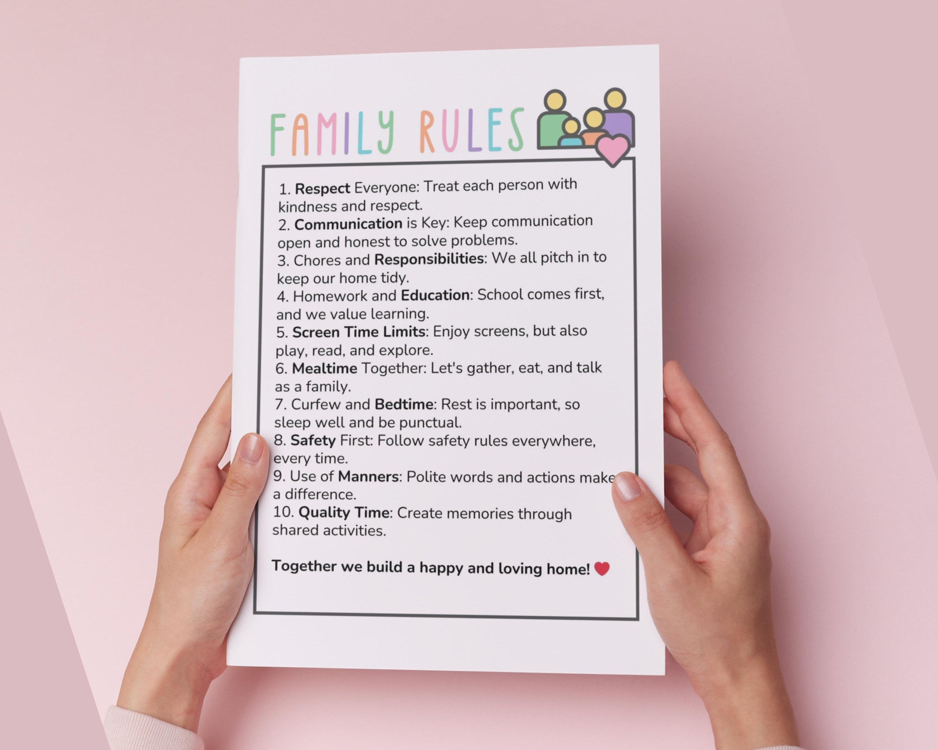 Editable House Rules Chart for Kid and Families Household Rules Chart ...