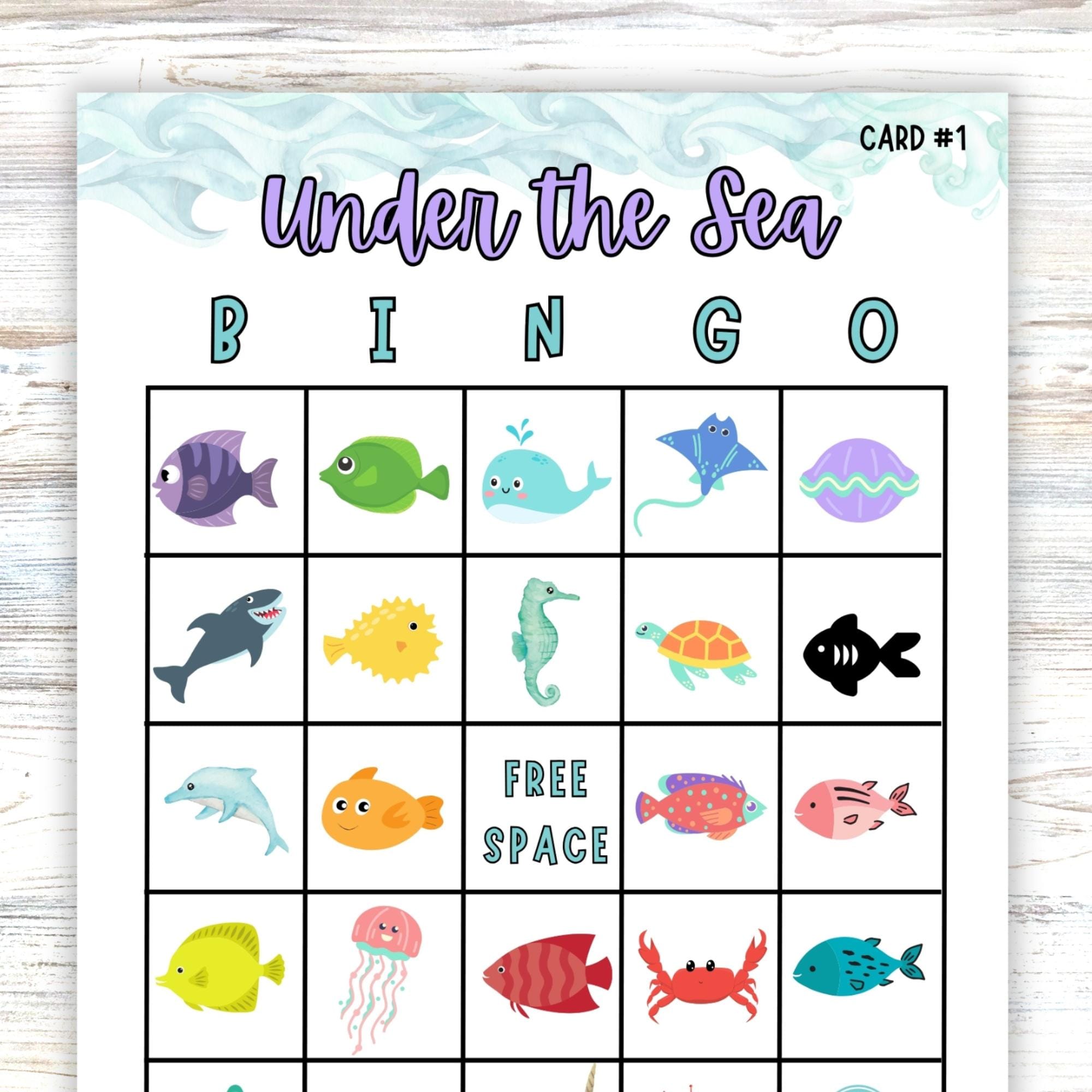 Bingo Game & Playing Card Deck Bundle, Printable Under the Sea ...