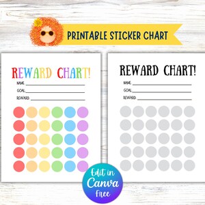Printable Rainbow Reward Chart for Kid Sticker Chart Positive - Etsy