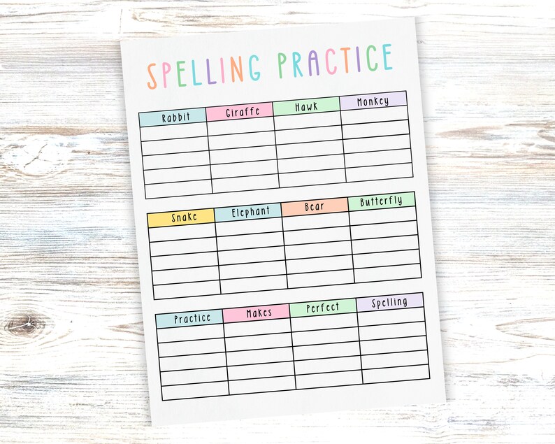 Printable Spelling Worksheet Spelling Practice Teacher Resource ...