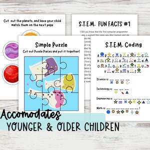 STEM Activity Bundle Printable Pack for Kid Multiple Ages, Include ...