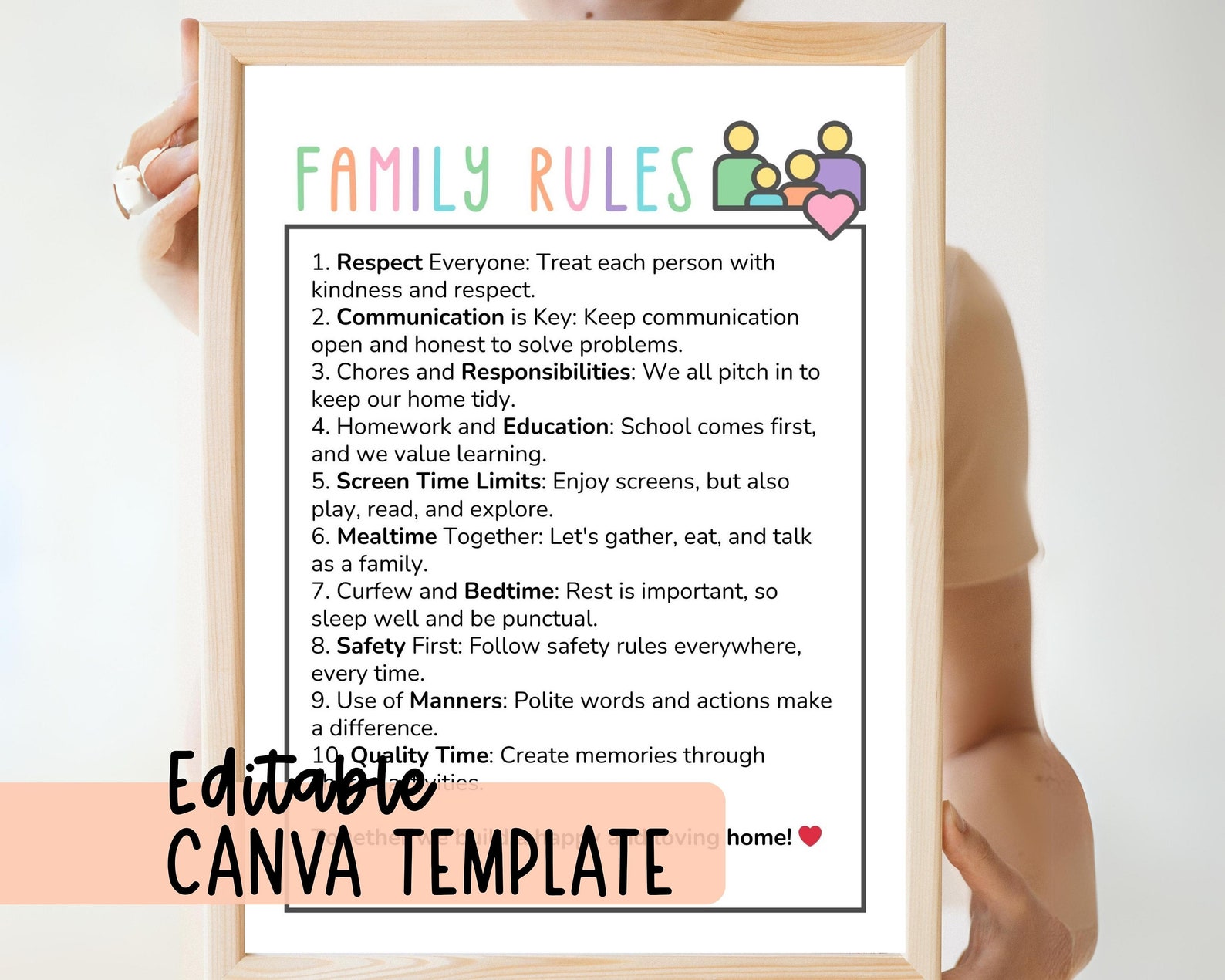 Family House Rules Sign Editable Template, Printable Posters Families ...
