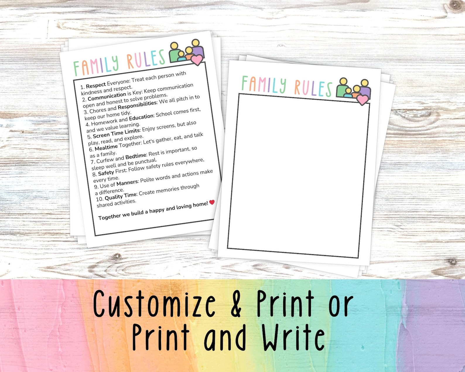 Editable House Rules Chart for Kid and Families Household Rules Chart ...