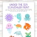 Ocean Animal Scavenger Hunt, Under the Sea Birthday Party Activity ...