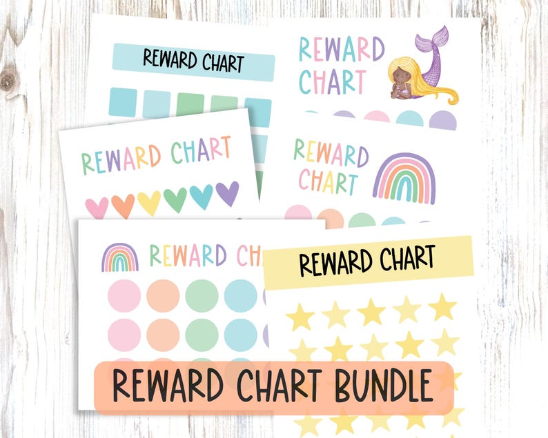 Printable Rainbow Reward Chart for Kid Sticker Chart Positive Behavior ...