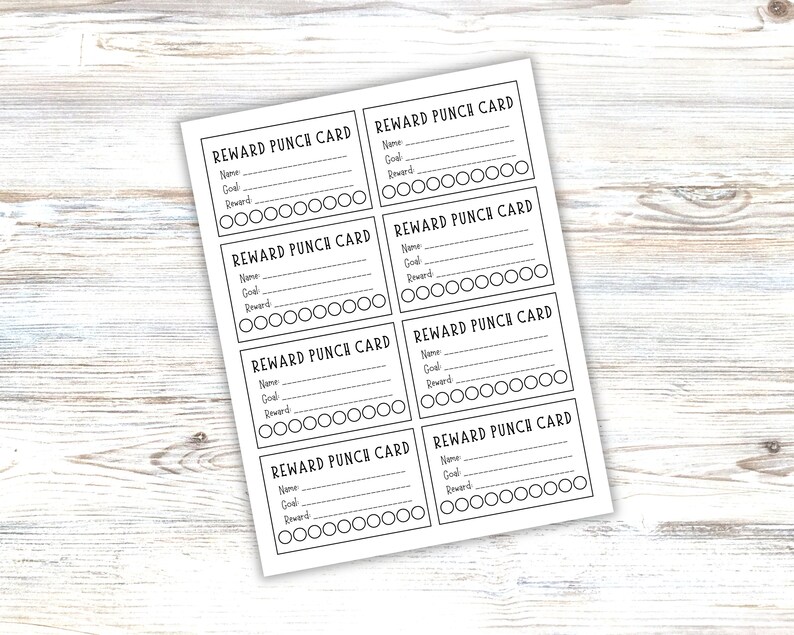 Reward Punch Cards, Printable Reward System for Kids, Good Behavior ...