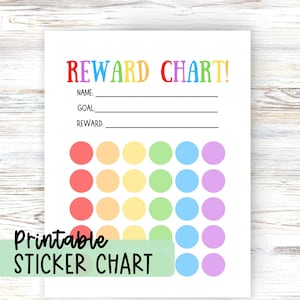 Printable Rainbow Reward Chart for Kid Sticker Chart Positive Behavior ...