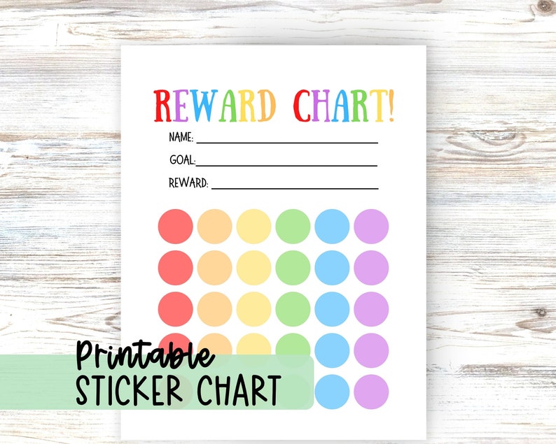 Printable Rainbow Reward Chart for Kid Sticker Chart Positive Behavior ...
