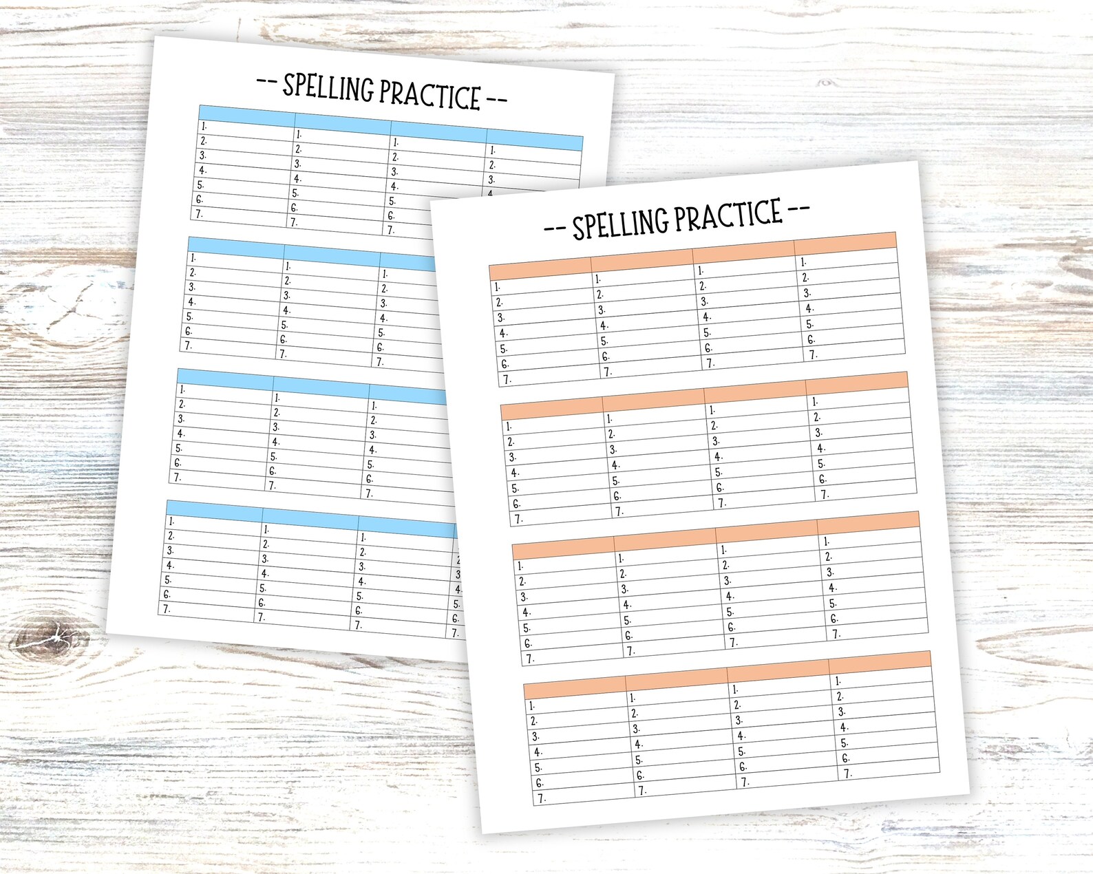 Spelling Practice Worksheet for Homework at Home Practice Spelling List ...