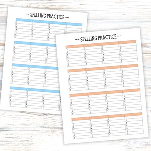 Spelling Practice Worksheet for Homework at Home Practice Spelling List ...