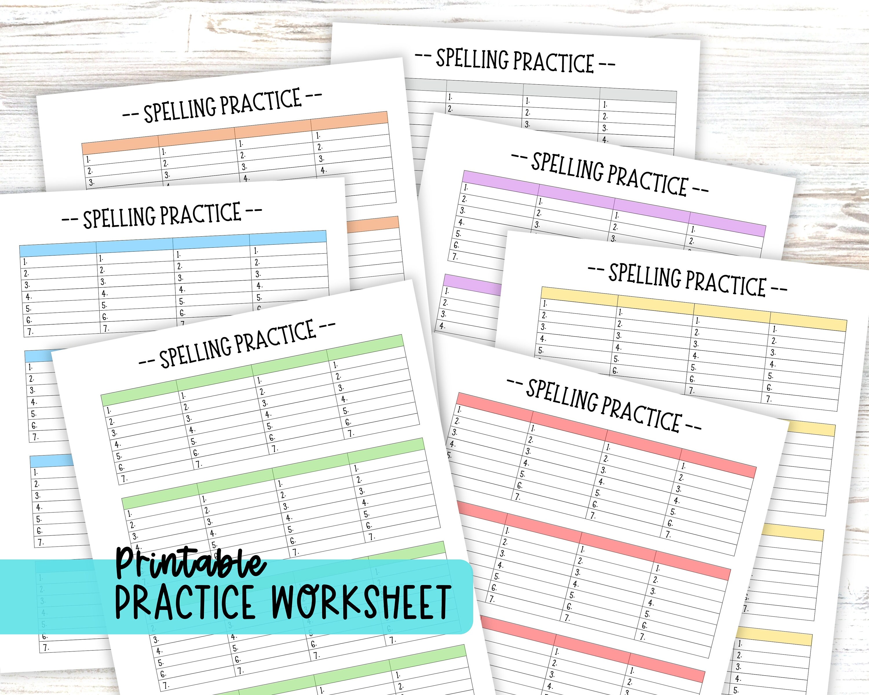 Spelling Practice Worksheet for Homework at Home Practice Spelling List ...