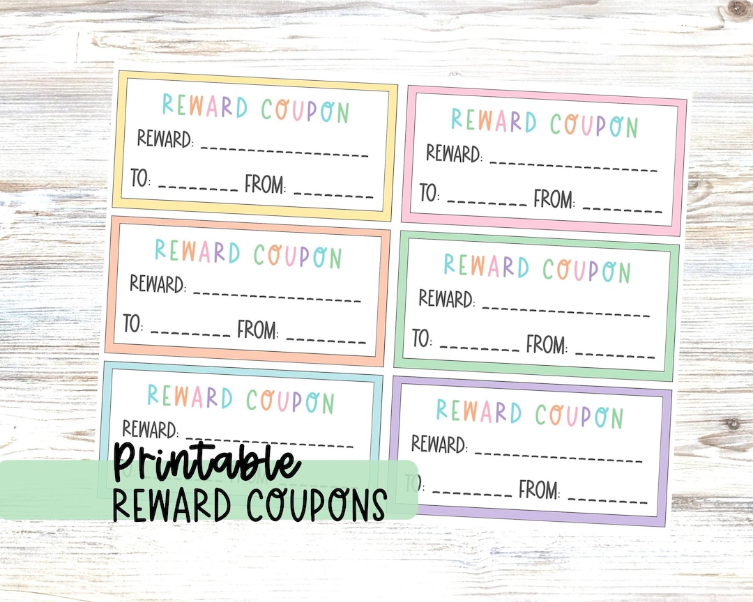 Reward Coupon for Kids Printable Reward System for Classroom or Home ...