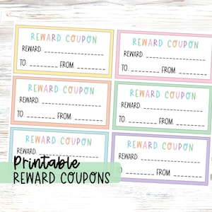 Reward Coupon for Kids Printable Reward System for Classroom or Home ...