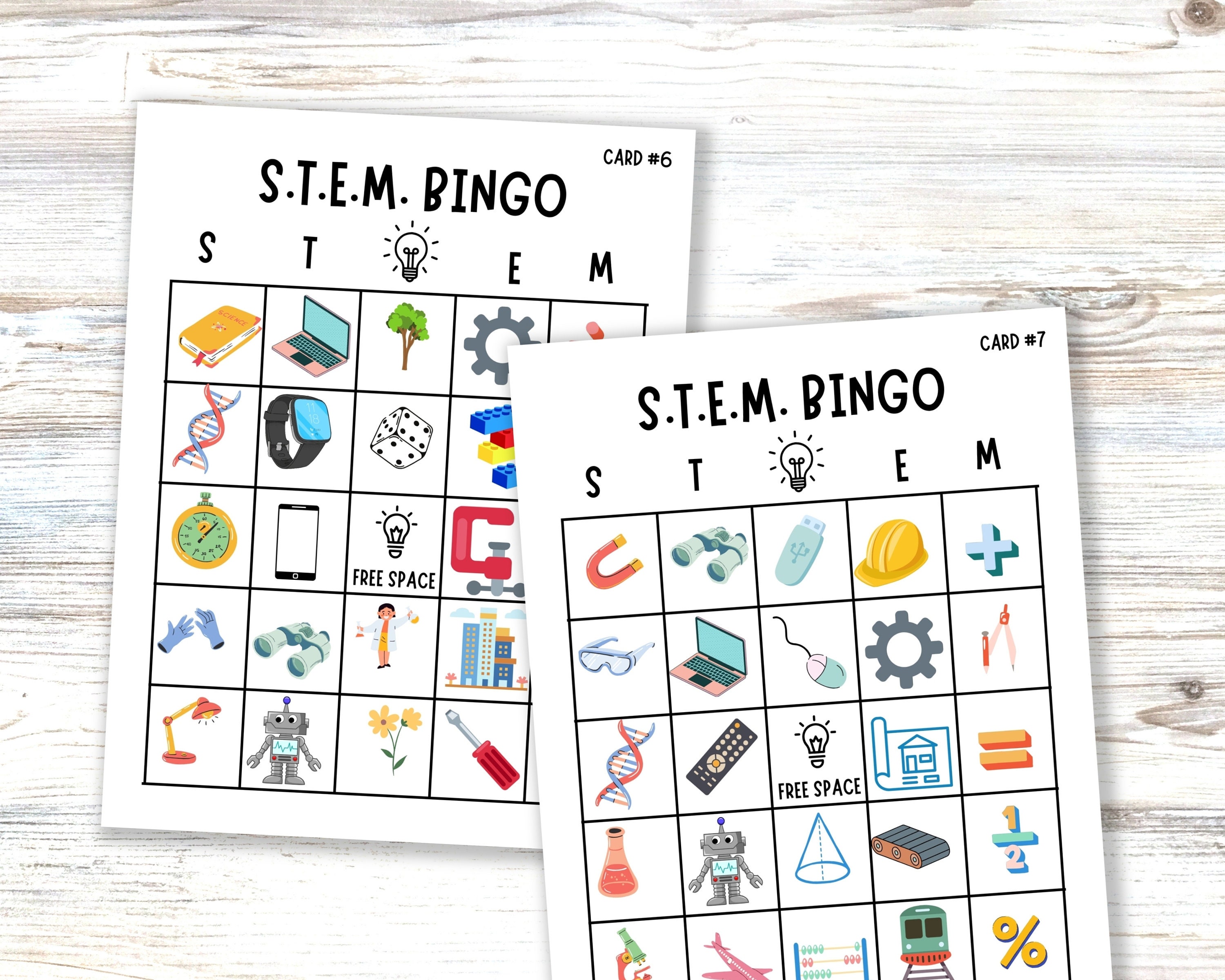 STEM Bingo Game, 12 Bingo Boards Printable Calling Cards, STEM Learning ...