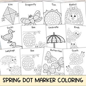 Spring Coloring Bundle, Coloring Puzzles, Bookmarks, by Number, Dot ...