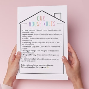 Editable House Rules Chart for Kids and Families, Household Rules Chart ...