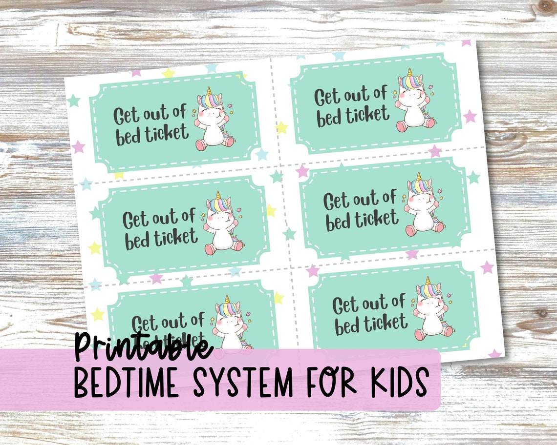 Bedtime Pass for Sleep Training Toddlers Printable Get Out of Bed ...