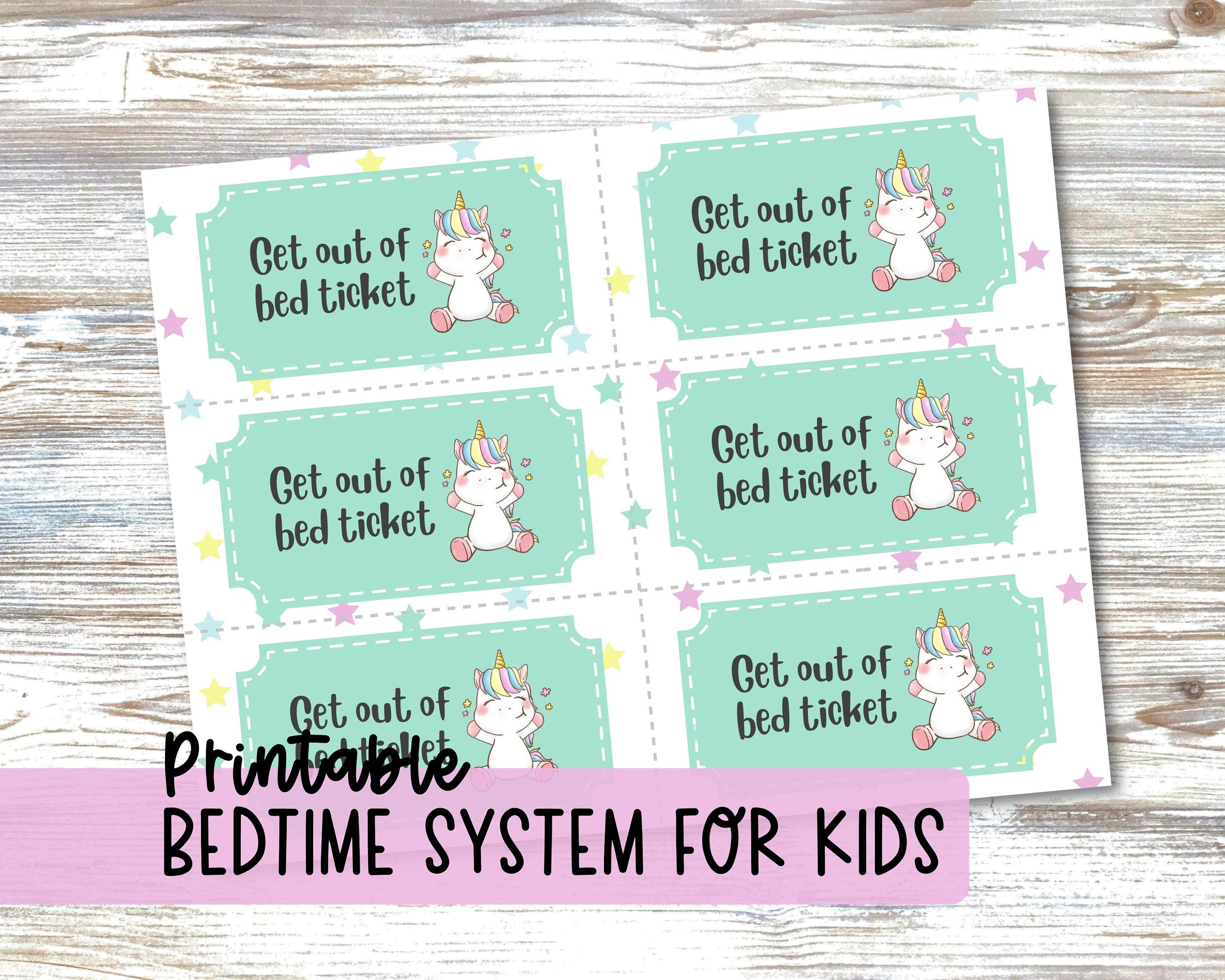 Bedtime Pass for Sleep Training Toddlers, Printable Get Out of Bed ...