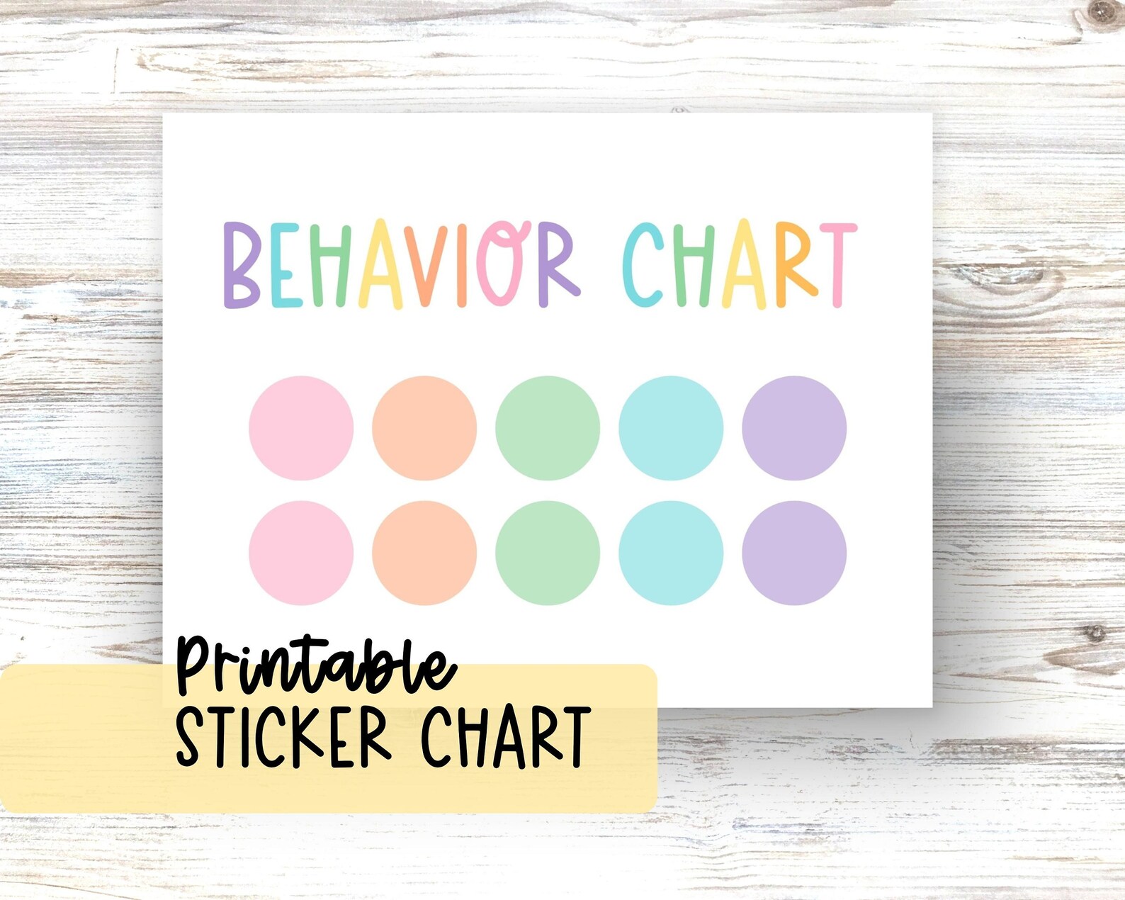 Printable Rainbow Reward Chart for Kid Sticker Chart Positive Behavior ...