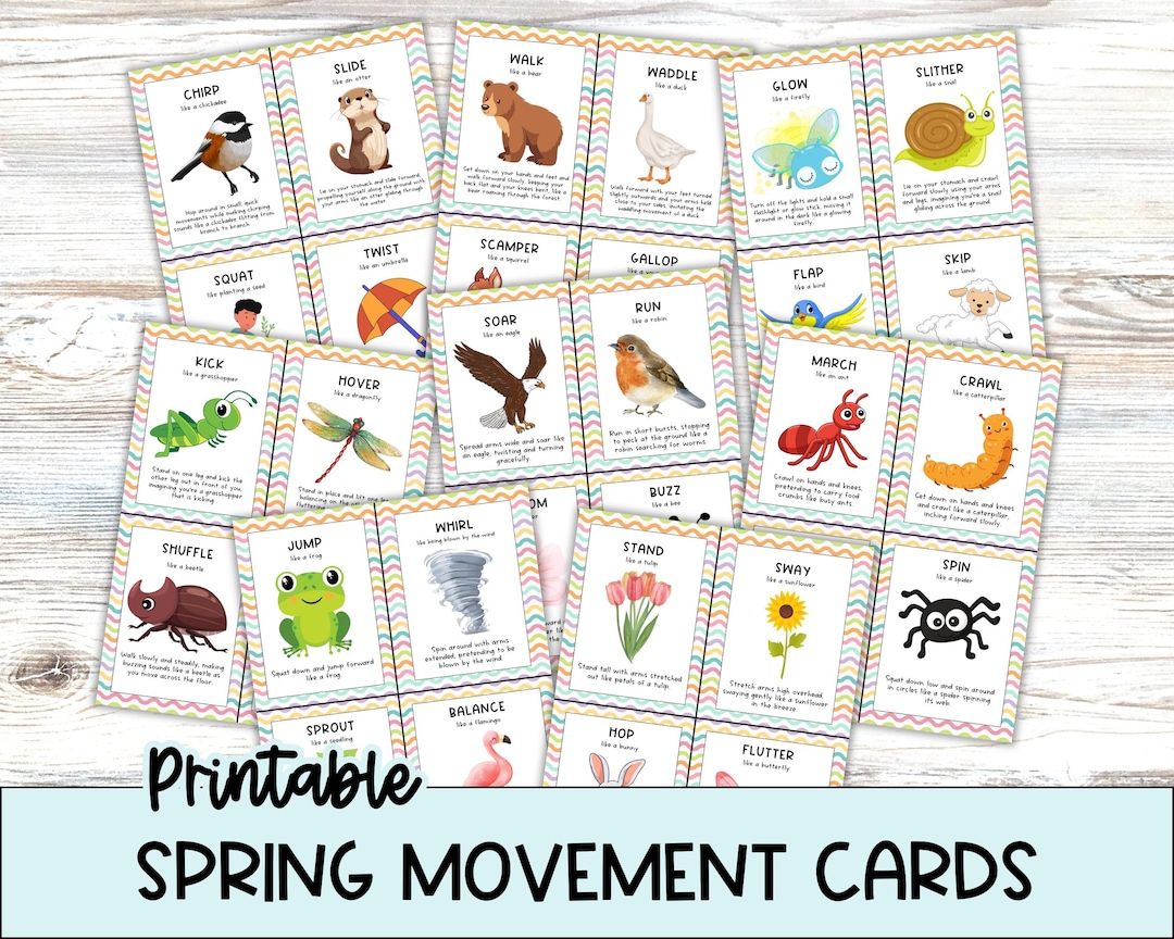 Movement Cards for Kids, Printable Animal & Seasonal Themed Guided ...