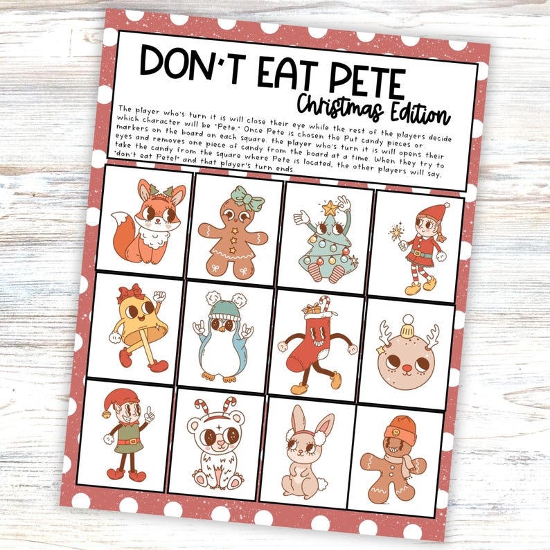 Don't Eat Pete Easy Candy Game for Holiday Parties, Printable Gnome ...