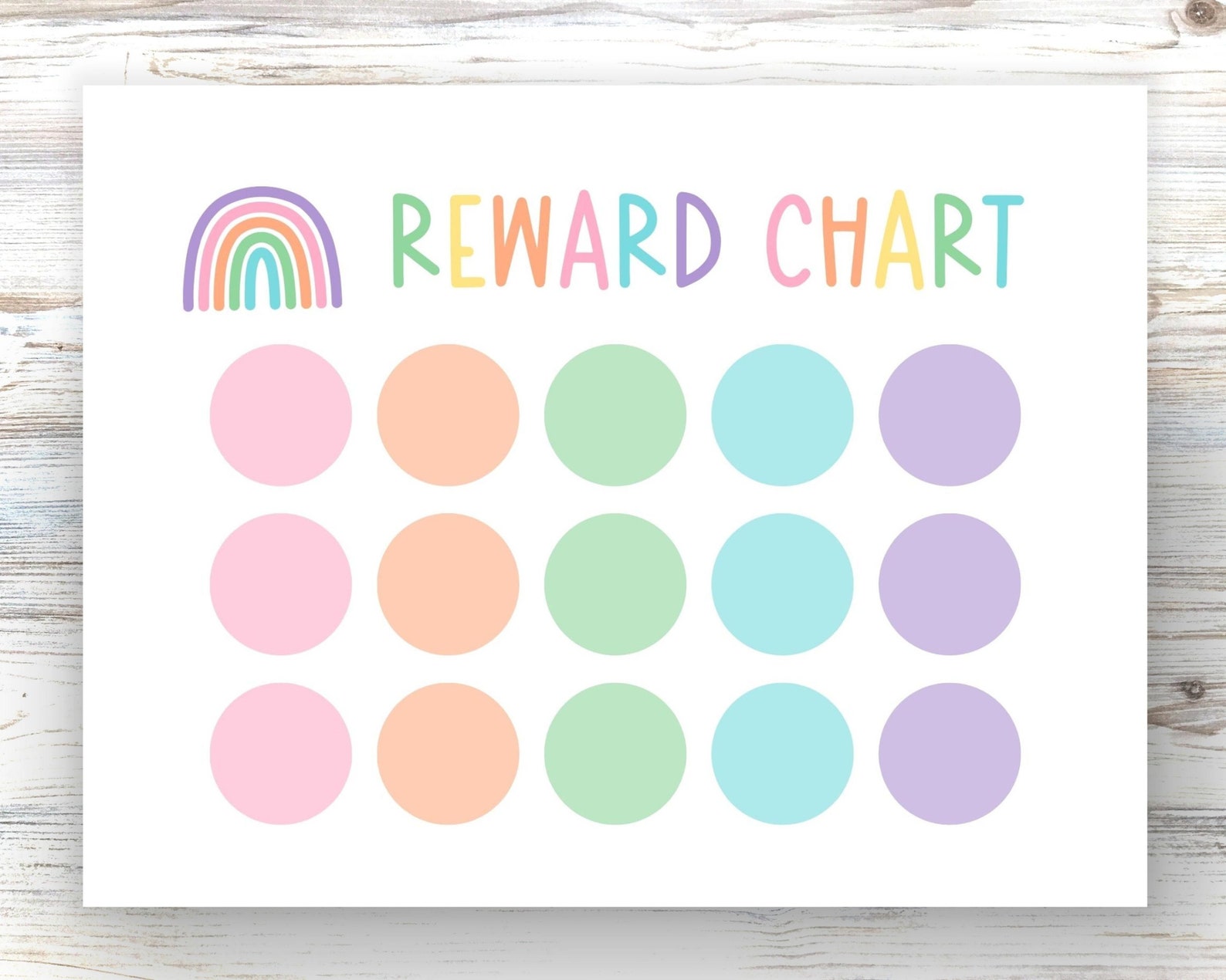Printable Rainbow Reward Chart for Kid Sticker Chart Positive Behavior ...