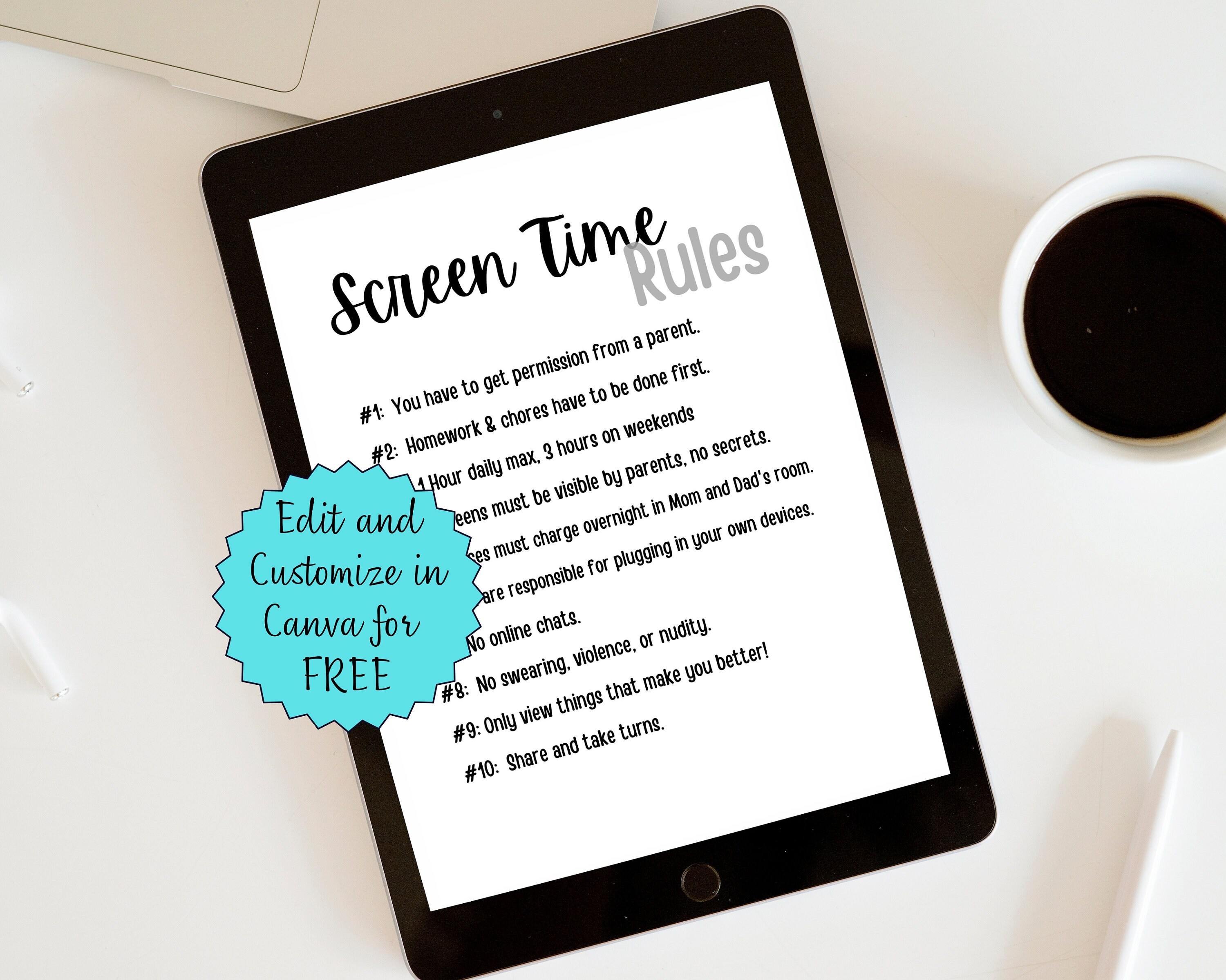 Family Rules for Screen Time. Guidelines for Kids and Teens - Etsy UK