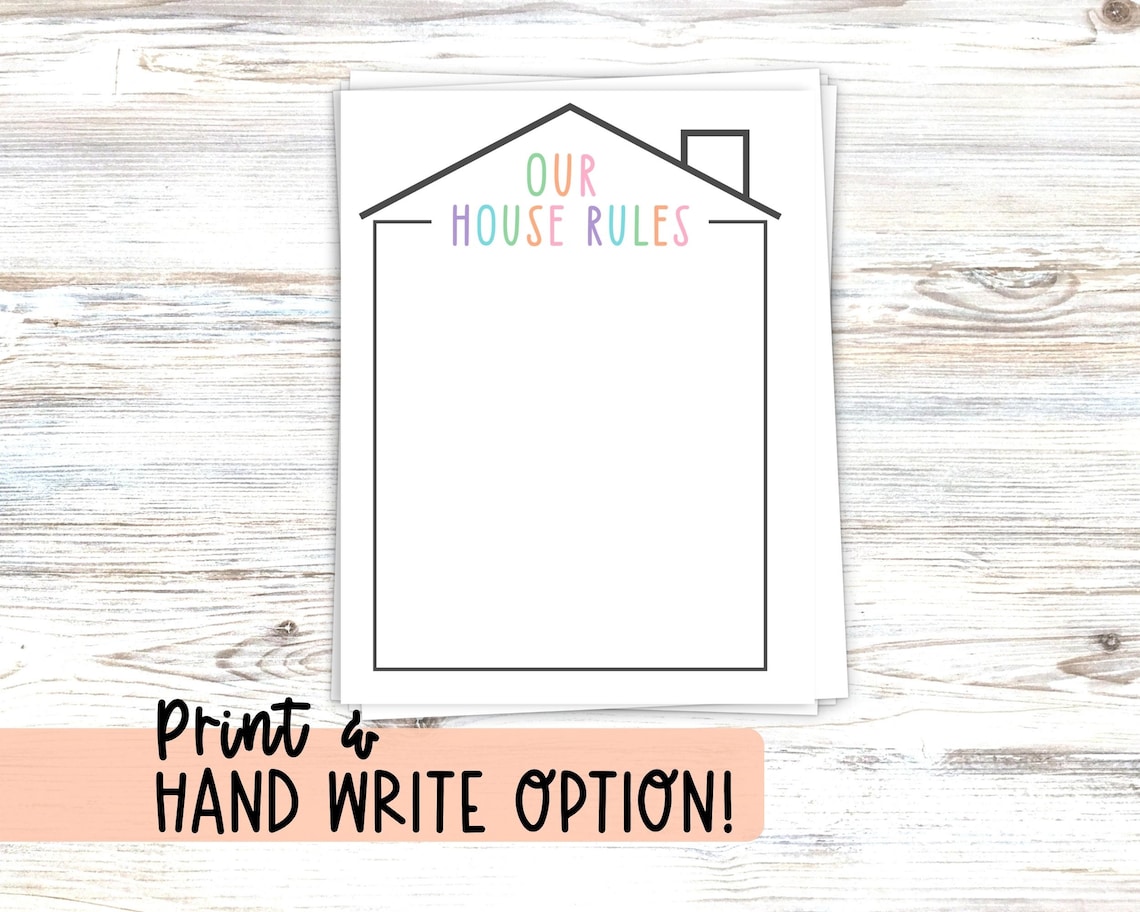 Editable House Rules Chart for Kids and Families, Household Rules Chart ...