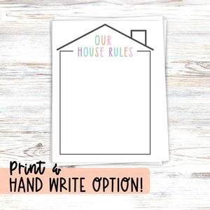 Editable House Rules Chart for Kids and Families, Household Rules Chart ...